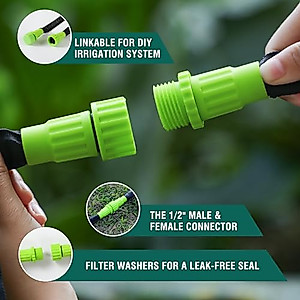 Soaker Hose - Flat Soaker Hose 100 FT for Garden Beds, Garden Soaker Hoses with Heavy Duty, Double Layer Sprinkler Soaker Hoses