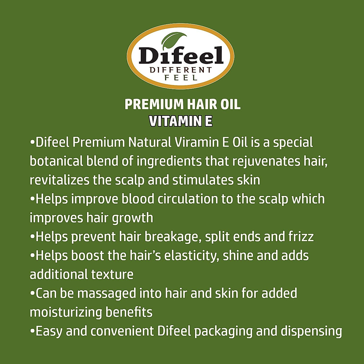 Difeel Premium Natural Hair Oil - Vitamin E Oil 2.5 ounce