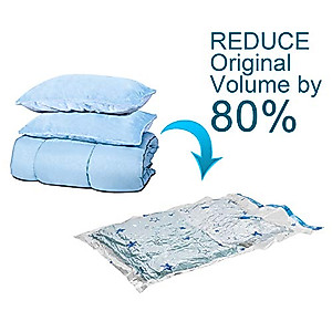 Premium Reusable Vacuum Storage Bags with Hand Pump, Jumbo 6 pack (40"X30"), Durable Compression Bags for Clothes Blankets Comforters Pillows, Double Zip Seal & Leak Valve