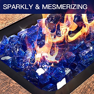 APROMISE Fire Glass for Fire Pit - 1/2 inch Fire Pit Glass | Reflective Fire Glass for Propane Fire Pit and Fireplace | 10lbs | Cobalt Blue