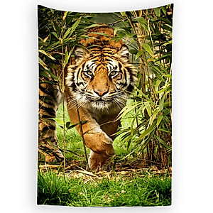 Tiger Bamboo Forest Tapestry Jungle King Animals Wall Hanging Tapestry for Bedroom Living Room Dorm Man Cave Background(40x60 Inch)