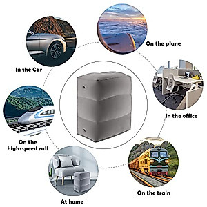 Inflatable Foot Rest Pillow for Travel Adjustable Three Layers for Adults Kids to Sleep While Traveling Suitable for Office Home with Pump Neck Pillow Eye Mask Earplugs and Portable Drawstring Bag