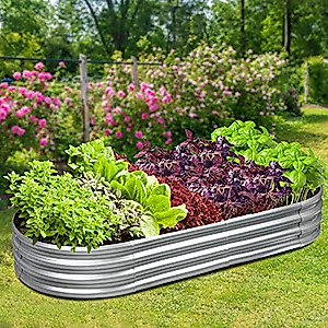 Metal Raised Garden Bed 7×3ft Galvanized Planter Box for Vegetables, Flowers, Herbs, and Succulents, 2 Sets