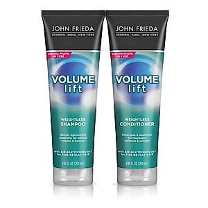 John Frieda Volume Lift Lightweight Shampoo and Conditioner Set for Natural Fullness, Volumizing Shampoo and Conditioner for Fine or Flat Hair, Safe for Color-Treated Hair, 8.45 Ounces