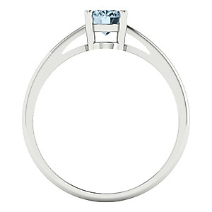 Clara Pucci 1.0 ct Oval Cut Solitaire Natural Aquamarine Engagement Wedding Bridal Promise Anniversary Ring 18K White Gold Size 3.5