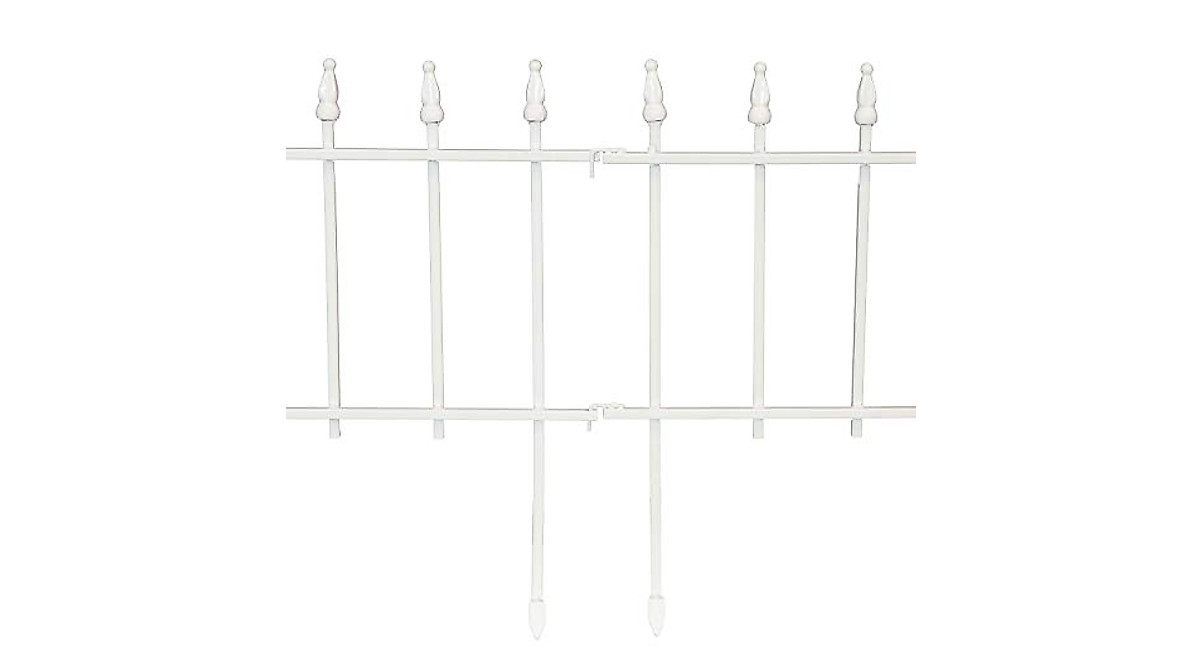Decorative White Roman Garden Fence Set – 5 Panels, 9 ft Length