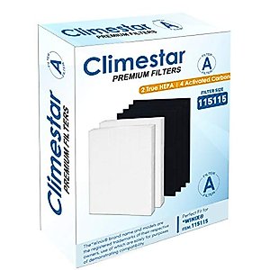 Climestar True HEPA Filter A 115115 Size 21 Pack of 2 Hepa plus 4 Carbon Compatible Replacement filters for Winix Air Purifiers 6300 P300 5300 5500 5300-2 6300-2 C535