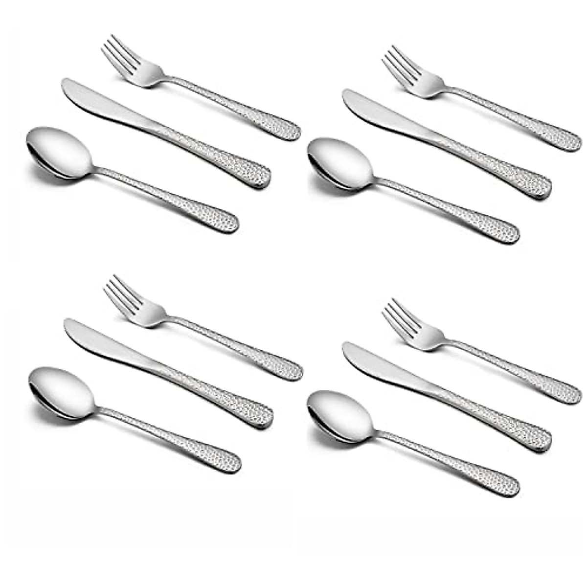 12-Piece Toddler Kids Silverware Set, HaWare Stainless Steel Hammered Flatware Cutlery, Children Tableware Includes 4 Spoons 4 Forks 4 Butter Knives, Ideal for Preschooler, Dishwasher Safe
