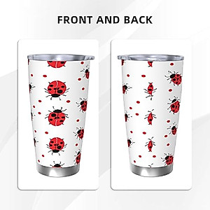 AYCZN Ladybugs Pattern 20 OZ Tumbler Stainless Steel Travel Coffee Mug, Cute Bird Insulated Water Bottle with Lid and Straws Leakproof Thermal Cup