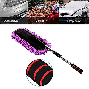 Car Cleaning Brush, Window Duster with Stainless Steel Retractable Handle, Portable Dusting Tool for Washing, Cleaning, Waxing, Dustproof, Etc (Purple), Car Cleaning Brush, Window Duster with Sta