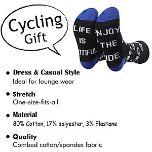 TSOTMO Bicycle Socks Bike Gift Cycling Sport Socks Cyclist Gifts Riding a Bicycle Gift Life Is Beautiful Enjoy The Ride Socoks For Bicycle Lovers (Life Ride)