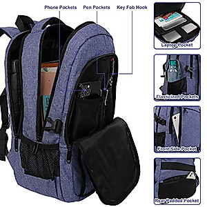 dvarn Laptop Backpack for Men and Women,Waterproof Travel Laptop Backpack with USB Charging Port,Anti Theft College Backpack (Blue)