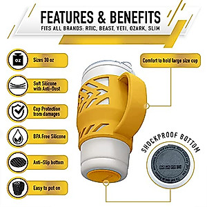 Gangster Armor Grip for your 30 oz tumbler Yeti handle RTIC Beast Simple Corkcicle Tumbler handle (Yellow)