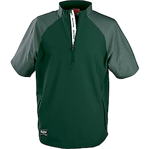 Rawlings Mens Short Sleeve Cage Jacket Shirt, Dark Green, Large US