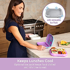 Bentgo Kids Chill Leak-Proof Lunch Box - Included Reusable Ice Pack Keeps Food Cold; 4-Compt. Bento Box; Microwave/Dishwasher Safe; 2 Year Manufacturer's Warranty (Confetti Edition - Vivid Orchid)