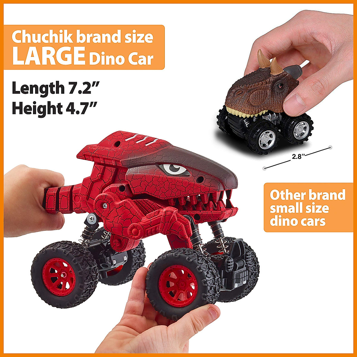 CHUCHIK Dinosaur Pull Back Car Toy. New Model Dinosaurs Vehicles Toys for Kids and Toddlers. Dino Cars are for Boys and Girls 2 3 4 5 6 Year Old