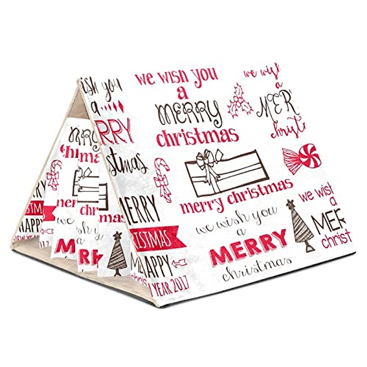 enheng Small Pet Hideout Cute Hand Drawn Christmas Labels Hamster House Guinea Pig Playhouse for Dwarf Rabbits Hedgehogs Chinchillas