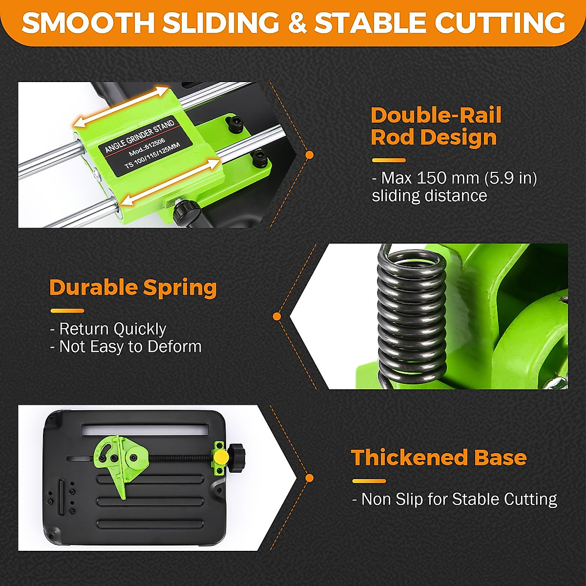 BEAMNOVA Upgraded Angle Grinder Stand Universal Fixed Grinder Holder Sliding Handle Bracket Adjustable 45 Degree Clamp with Protective Cover