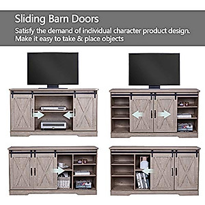 Walnest Farmhouse TV Stand with 2 Sliding Barn Doors and Storage Cabinets, Entertainment Center Console Table, Media Furniture for Living Room Ashland Pine