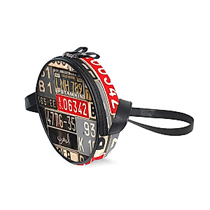 WellLee Red License Plates Vintage Round Crossbody Bag Purse Messenger Bag