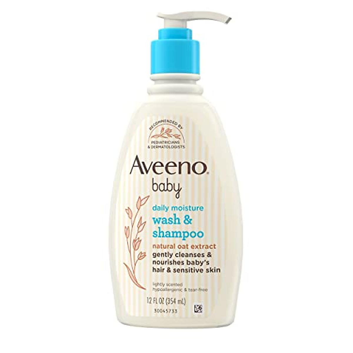 Aveeno Baby Daily Moisture Gentle Body Wash & Shampoo with Oat Extract, 2-in-1 Baby Bath Wash & Hair Shampoo, Tear- & Paraben-Free for Hair & Sensitive Skin, Lightly Scented, 12 fl. oz