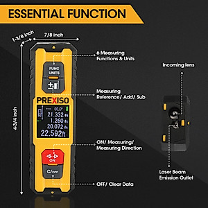 PREXISO Dual Laser Measure- 230Ft Rechargeable Laser Measurement Tool Ft/Ft+in/in/M Multiple Units, Laser Distance Meter Multifunctional Device for Fast, Accuracy
