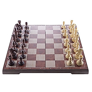 Checkers Game Board - 2 in 1 Folding and Magnetic Chess Game. Great for Travel Chess Set Strategy Game is 12.5 x 12.5, International Chess Set