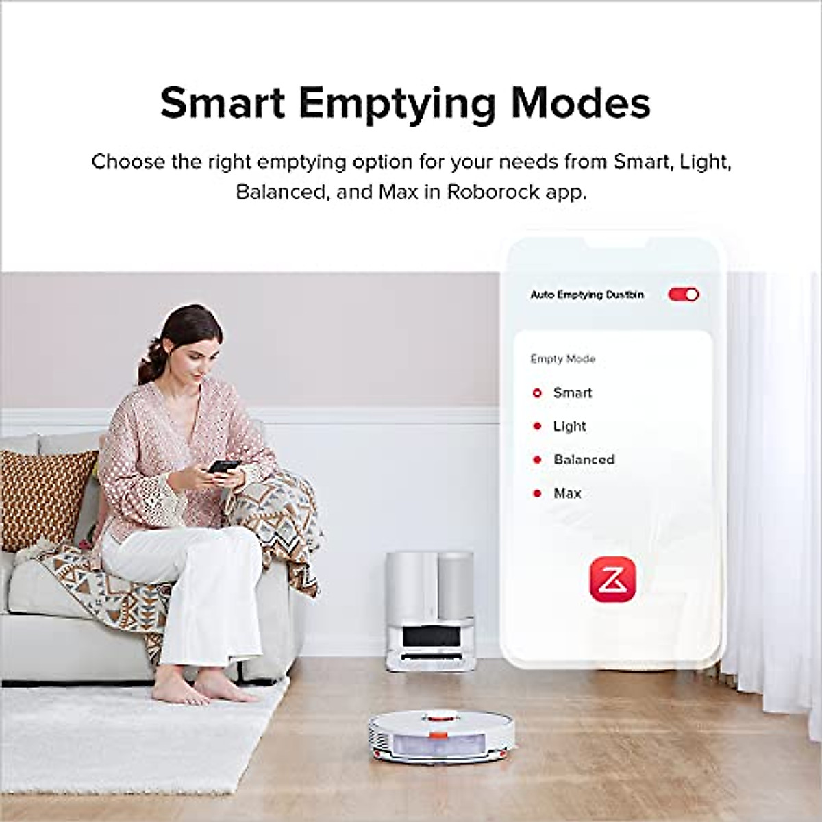 roborock S7+ Robot Vacuum and Sonic Mop with Self-Empty Dock, Stores up to 60-Days of Dust, Auto Lifting Mop, Ultrasonic Carpet Detection, 2500Pa Suction