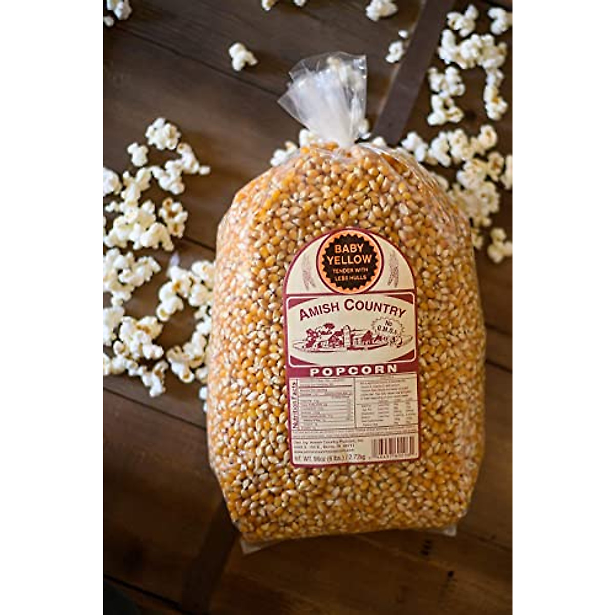 Amish Country Popcorn | 6 lb Bag | Popcorn Kernels | Small and Tender | Old Fashioned, Non-GMO and Gluten Free (6 Pound (Pack of 1), Baby Yellow)