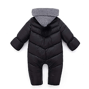 Ohrwurm Unisex Baby Winter Snowsuit Zipped Hooded Soft Jumpsuit Romper One Piece (Black, 18-24 Months)