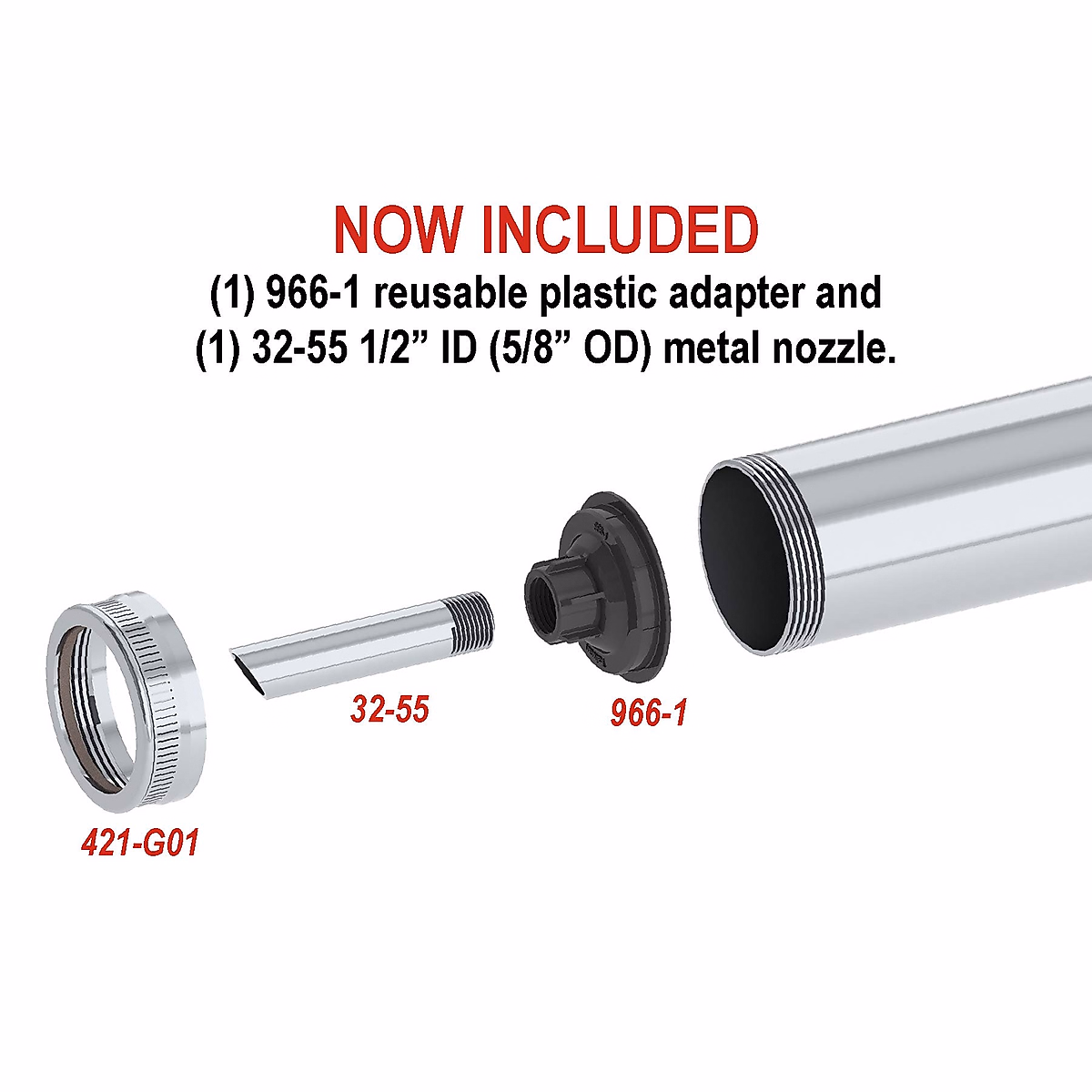 Albion Engineering Company DL-59-T17 Professional Line Special Deluxe Manual Bulk Caulking Gun with Metal Nozzle, Metal Adapter & 3 Orange Cone Nozzles, 30 oz