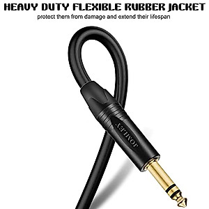 JOMLEY 1/4 inch TRS Stereo to Dual 1/4 inch TS Mono Insert Cable, TRS Stereo Y Splitter Insert Cable, 6.35mm TRS Male Stereo to Dual 6.35mm TS Male Mono Breakout Cable－6.6 Feet