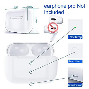 Wireless Charging Case Replacement Compatible for Air Pod Pro Case, Support Wired & Wireless Charging, 660 mAh Built-in Battery, with Bluetooth Pairing Sync Button (White)