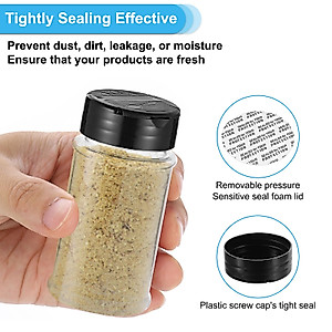 PATIKIL 2.7oz Plastic Spice Jars with Shaker Lids, 16 Pcs Refillable Empty Seasoning Containers Bottle with Black Cap for Storing Spice Salt Herbs Seasoning Powders Condiment, Clear