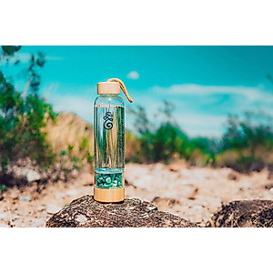Bodhi Elixir Crystal Water Bottle - Crystal Healing Water Bottle, Quartz Crystal Water Bottle, Includes Gemstones and Protective Neoprene Sleeve