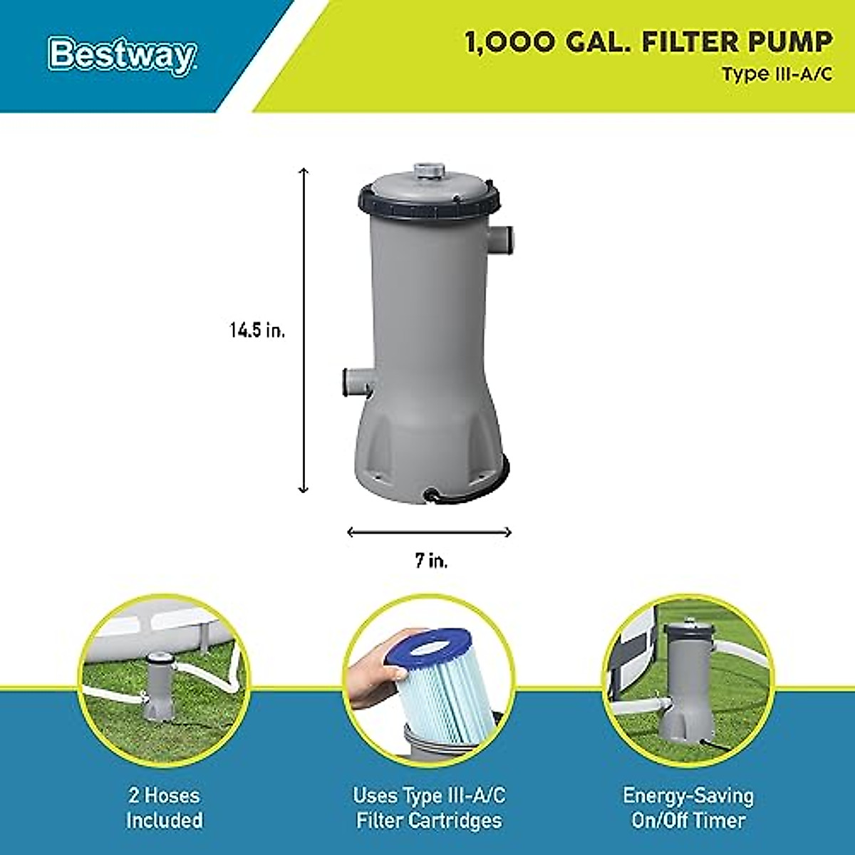 Bestway Flowclear 1000gal Filter Pump for Above Ground Pools