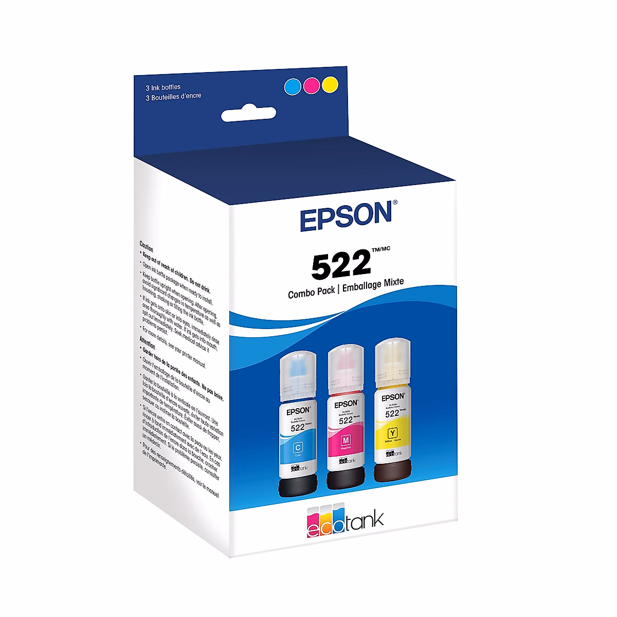 EPSON T522 EcoTank Ink Ultra-high Capacity Bottle Color Combo Pack (T522520-S) for select Epson EcoTank Printers