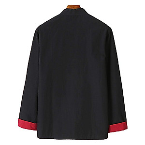 ZooBoo Mens Martial Arts Kung Fu Jacket Tang Suit (XL, Black+Red)