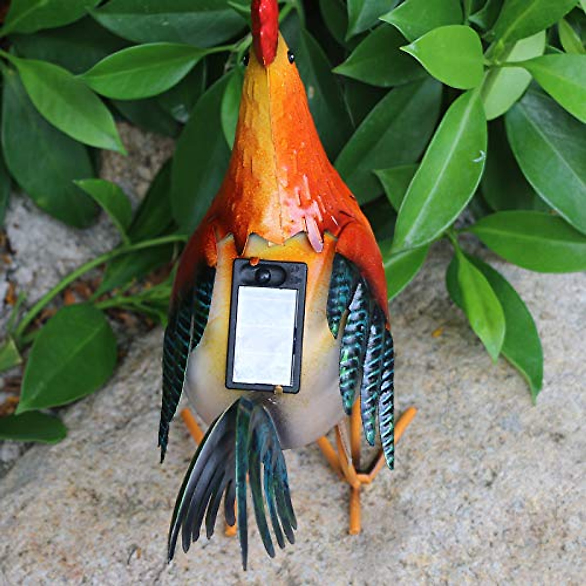 Solar Animal Garden Decor,Rooster Outdoor Statue Metal Yard Art for Lawn Ornaments Backyard Flowerbed Pathway Decoration