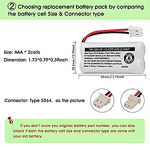 iMah BT162342/BT262342 2.4V 300mAh Ni-MH Cordless Phone Battery Pack, Also Compatible with BT183342/BT283342 AT&T EL52351 TL90070 VTech CS5119 DS6511 DS6722 LS6305 Handset, 2-Pack