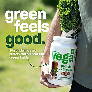 Vega Protein and Greens Protein Powder, Chocolate - 20g Plant Based Protein Plus Veggies, Vegan, Non GMO, Pea Protein for Women and Men, 1.2 lbs (Packaging May Vary)