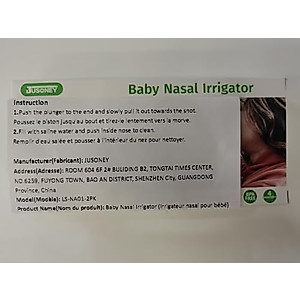 JUSONEY Baby Nose Syringe - Professional Fly Baby Irrigator with Clean and Reusable Silicone Nose Tips (2 Pieces)
