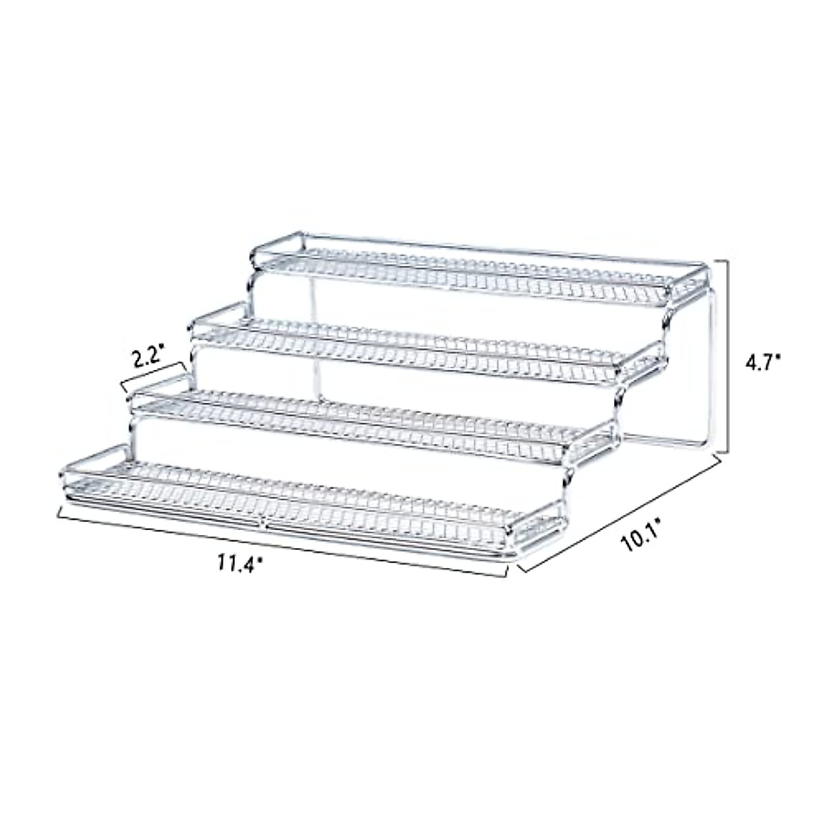 MEIQIHOME 4 Tier Spice Rack Organizer Step Shelf Countertop Spice Storage Holder, for Kitchen Cabinet Cupboard Pantry, Metal, Chrome