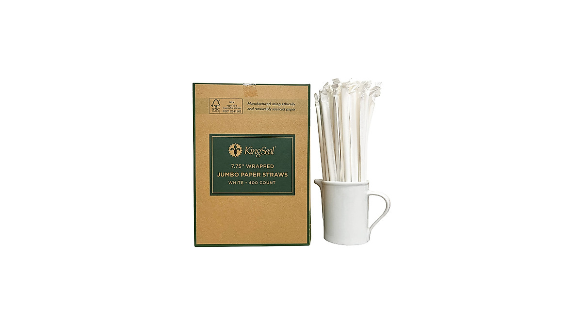 Kingseal FSC Certified Paper Straw Bulk Pack - Eco-Friendly 400 Count