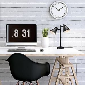 Novogratz x Globe Electric 52999 18" 2-Light Desk Lamp, Matte Black, On/Off Rotary Switch on Each Shade, Pivoting Lamp Heads, Industrial, Home Office Accessories, Desk Lamps for Home Office