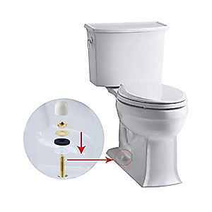 iFealClear Solid Brass Toilet Floor Bolts and Caps Set, Toilet Bowl to Floor Bolts with Washers and Round Cover Caps, Toilet Bolt Kit, White