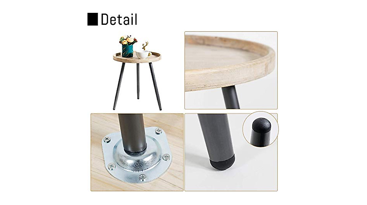 LITA Log Round Side Table - Stylish Nightstand & Accent Table