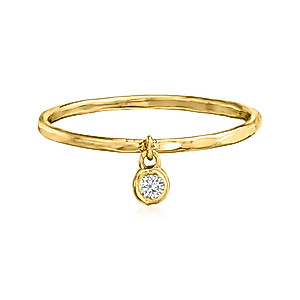 RS Pure by Ross-Simons 14kt Yellow Gold Bezel-Set Diamond Accent Charm Ring. Size 7