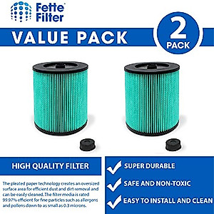 Fette Filter - 17912 & 9-17912 Vacuum Filter with High Efficiency Particle Air Filter Material Compatible with Craftsman. Compare to Part # 17912 & 9-17912. Pack of 2