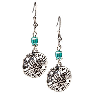 SPUNKYsoul Artsy Mermaid Starfish Sand Dollar Dangle Fashion Earrings for Women (Sand Dollar Teal)